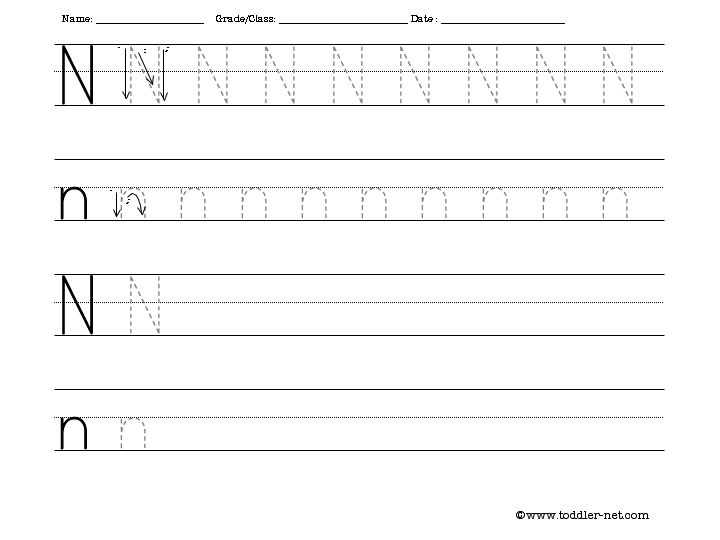 Tracing And Writing Letter N Worksheet Tracing And Writing Letter N Worksheet