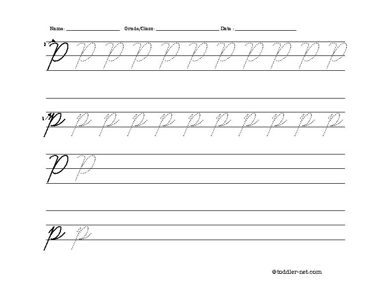 Free Printable Cursive Letter P Worksheet