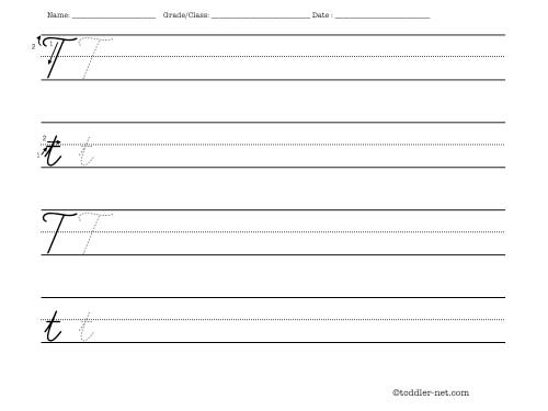 Cursive Letter T Worksheet Cursive Letter T Worksheet